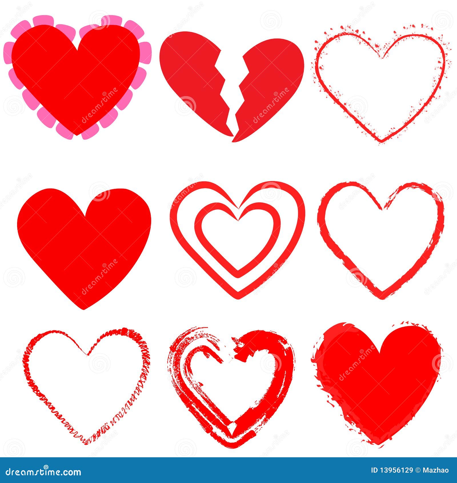 9 formes de coeur illustration de vecteur. Illustration du rupture ...