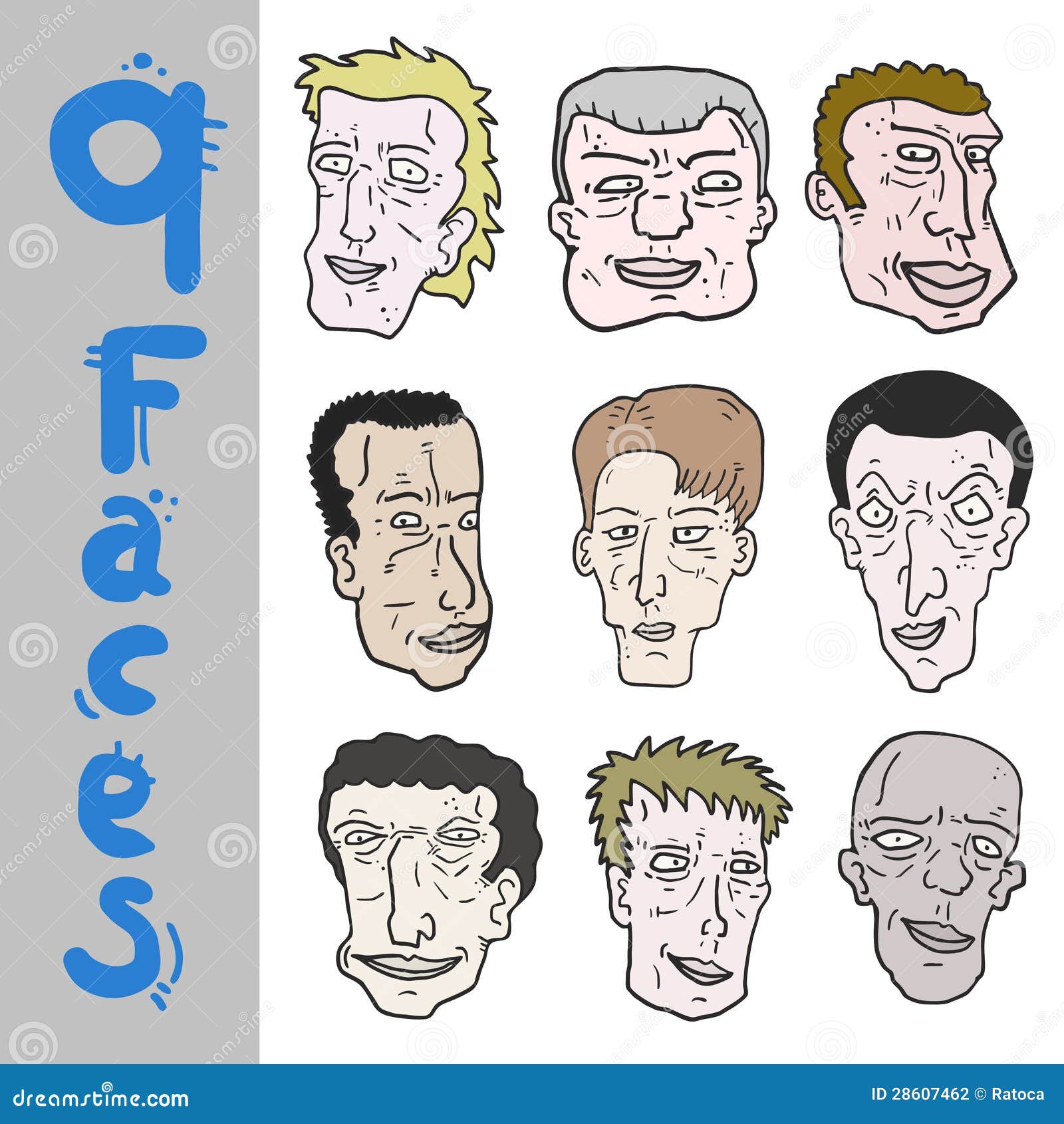 9 Gesichter vektor abbildung. Illustration von hand, gläser - 28607462