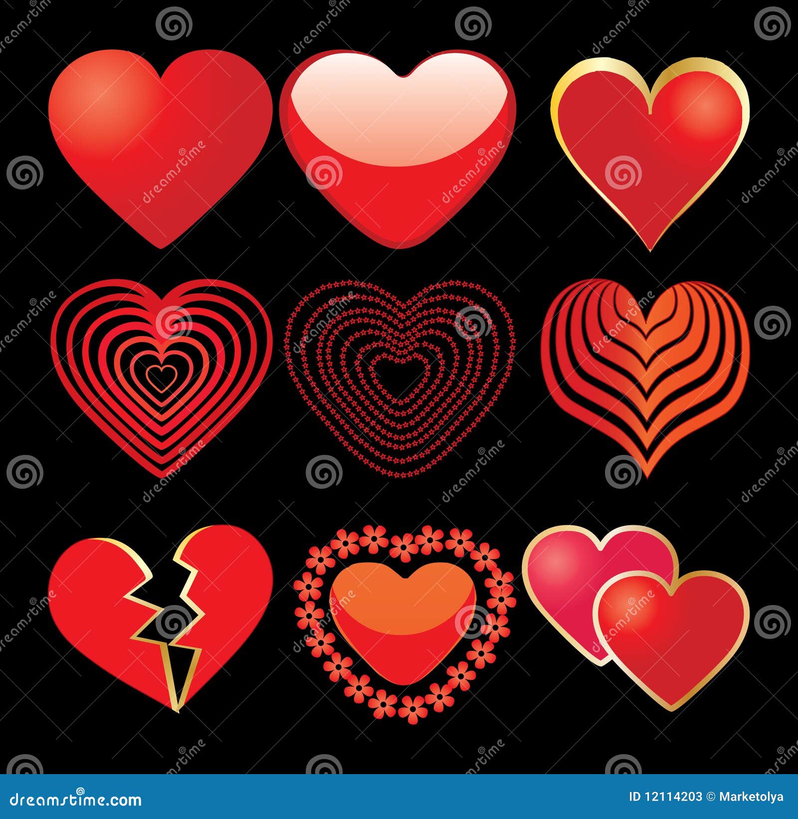 9 hearts stock vector. Illustration of feeling, card - 12114203