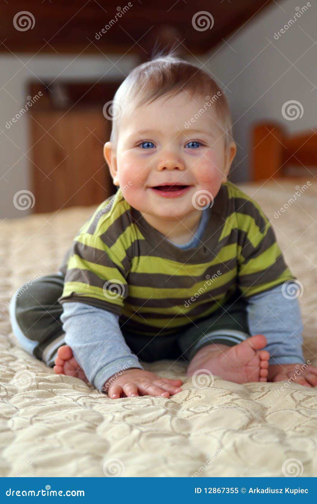 9 Months stock image. Image of home, baby, months, grinning - 12867355