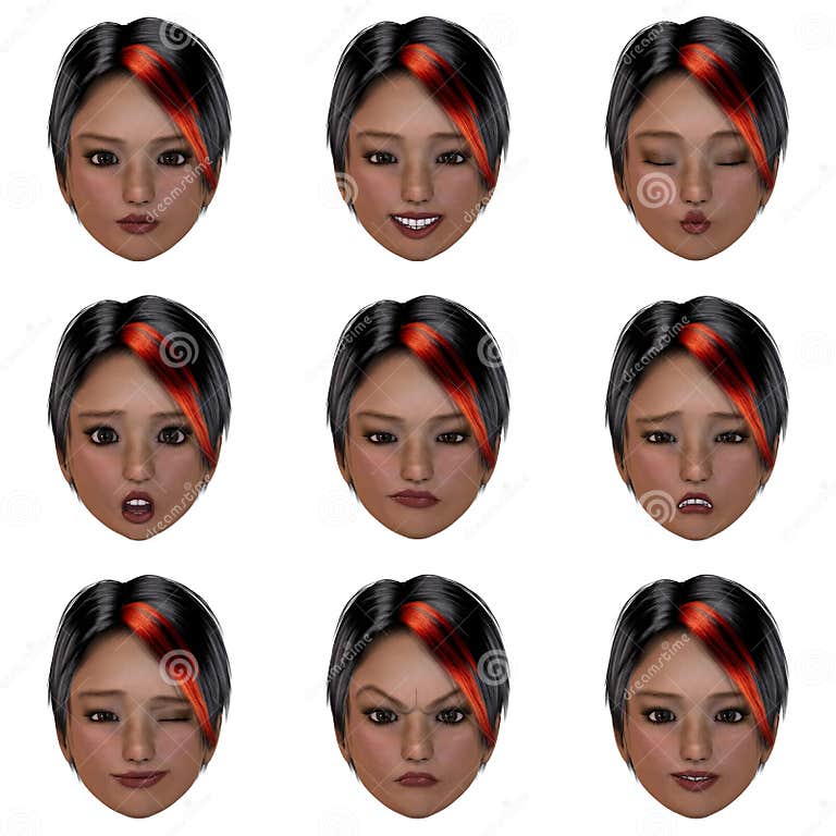 9 (nine) Emotions with One Face Stock Illustration - Illustration of ...
