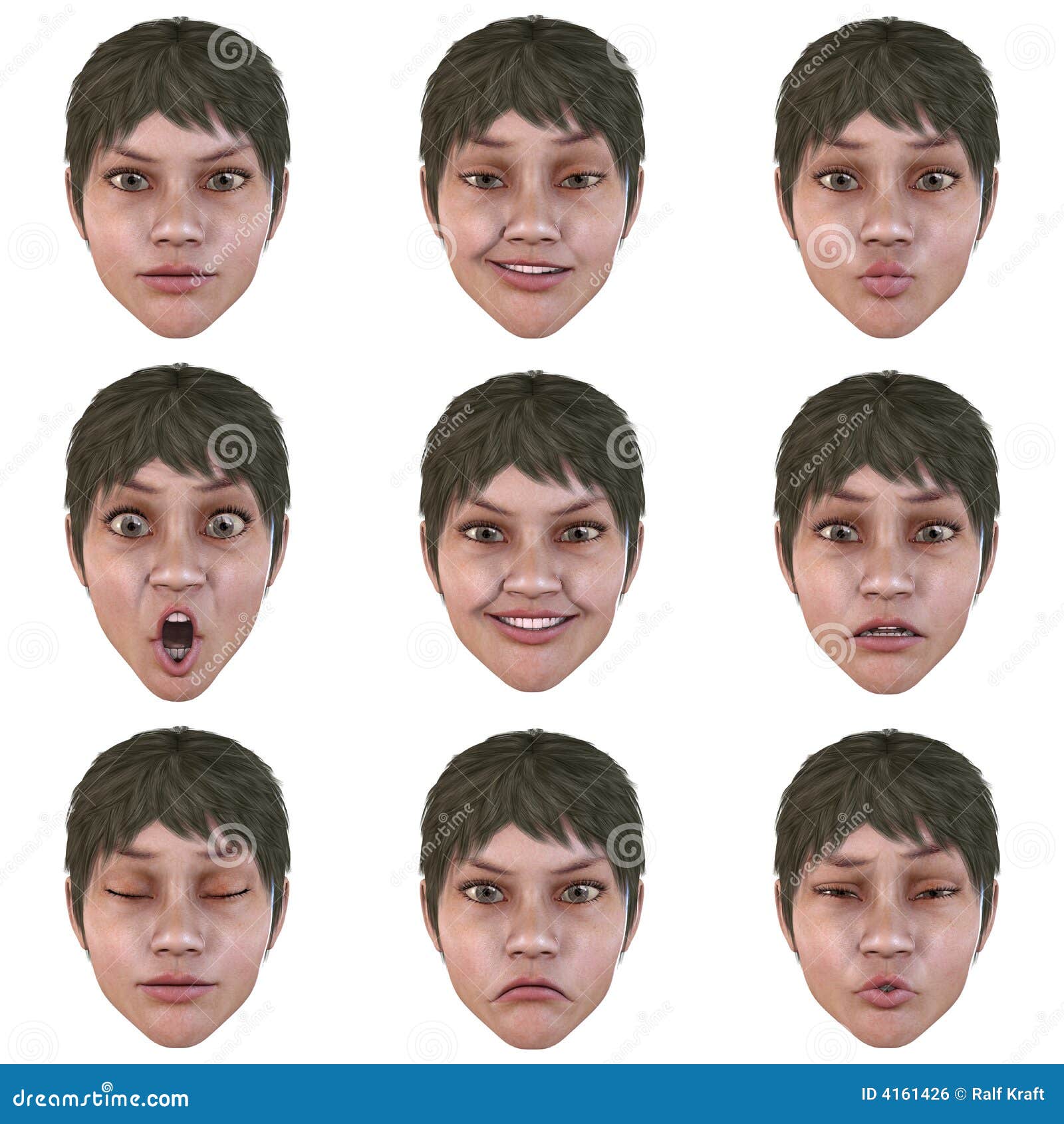 Nine Emotions Faces For Vector Characters | CartoonDealer.com #62435063