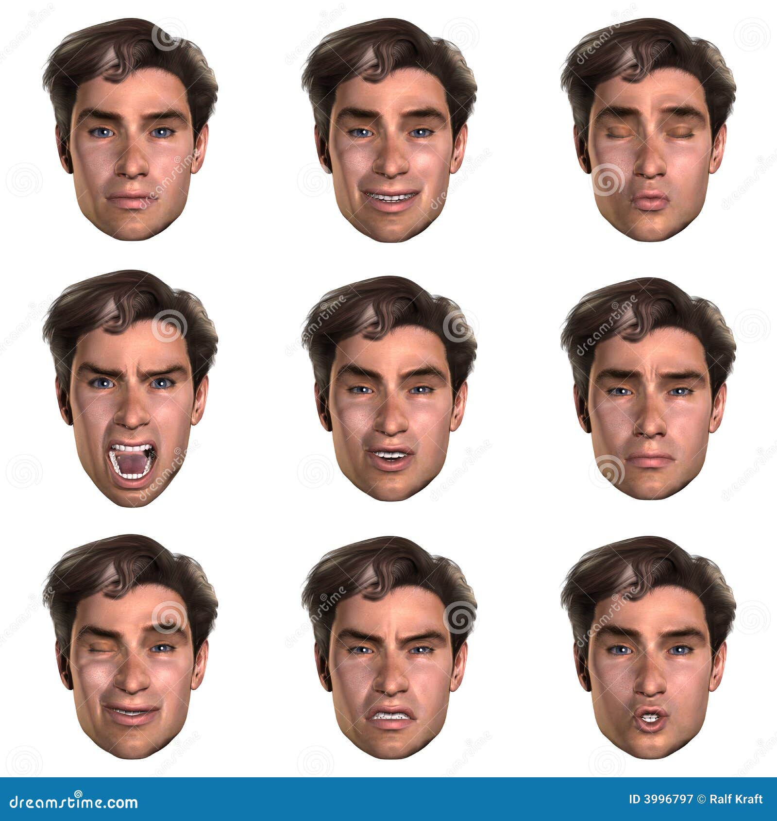 9 (nueve) Emociones Con Una Cara Stock de ilustración - Ilustración de ...