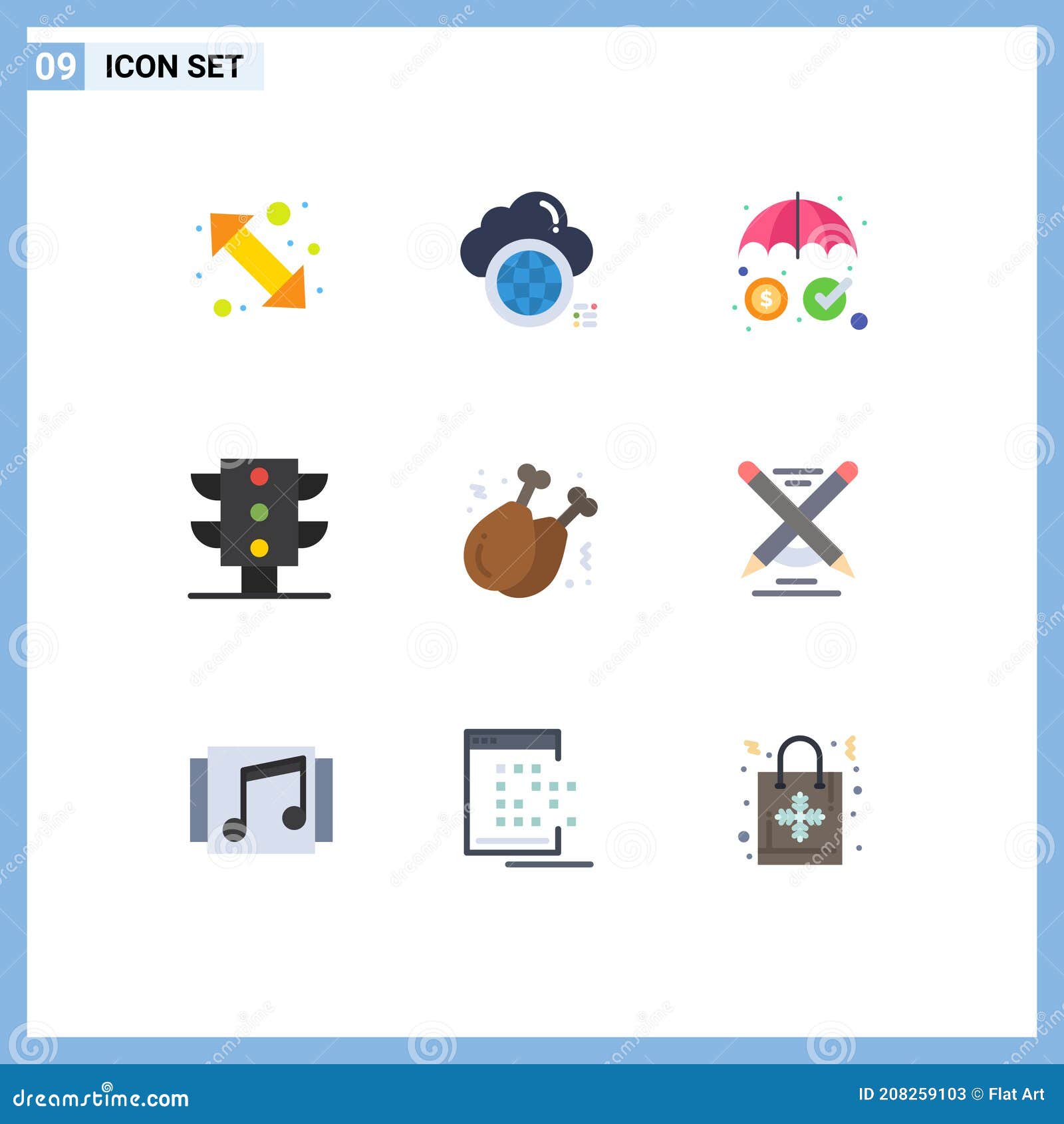 9 Thematic Vector Flat Colors and Editable Symbols of Chicken Leg, Maps ...