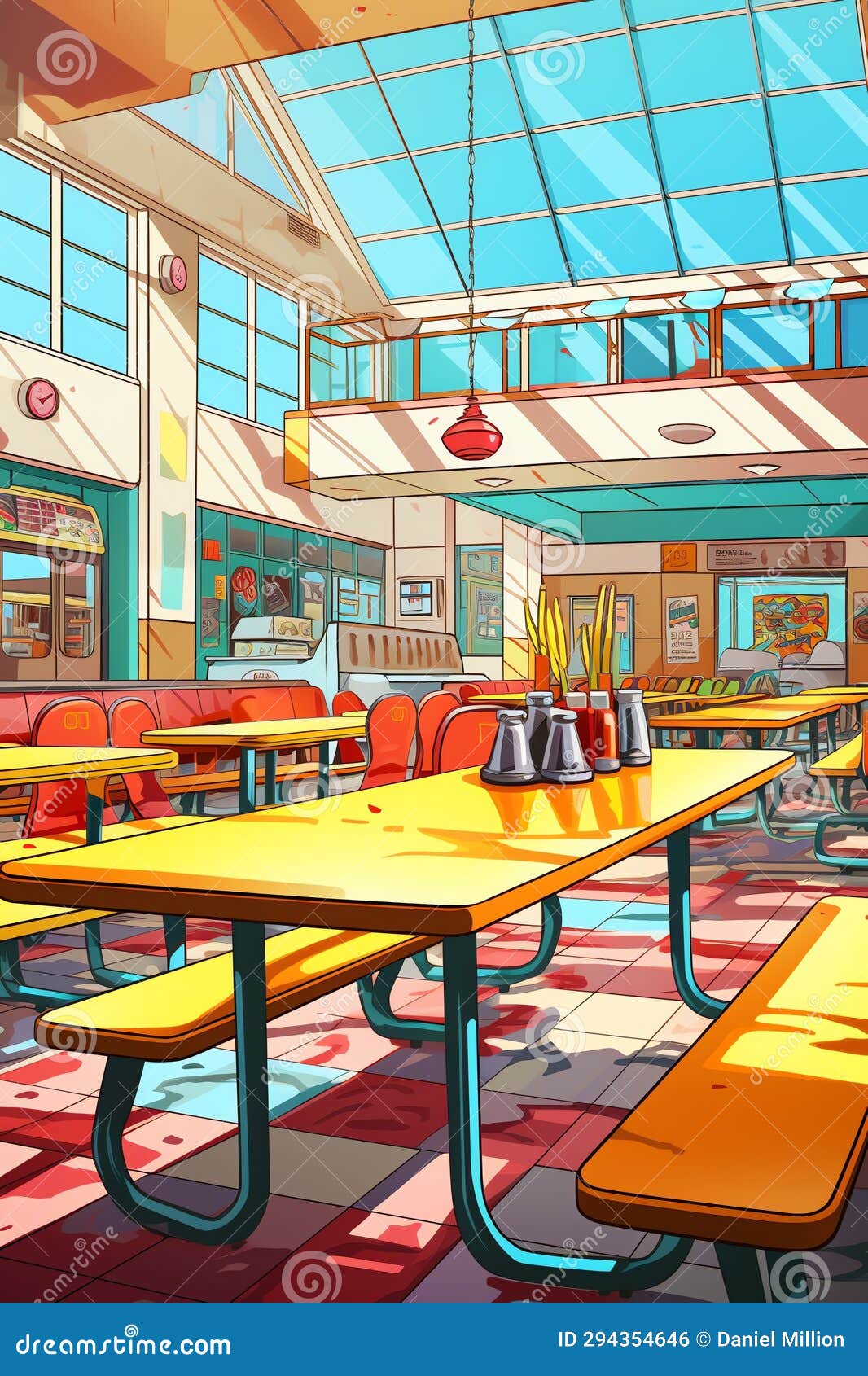 90s School Cafeteria 90s Retro Background Royalty-Free Stock Image ...