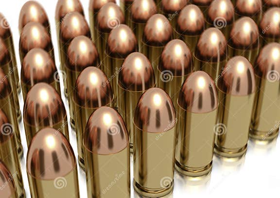 9mm bullets lined up stock illustration. Illustration of bullets - 12219724