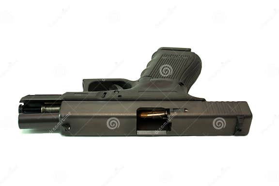 9mm Pistol with Open Slide stock image. Image of firearm - 26582129
