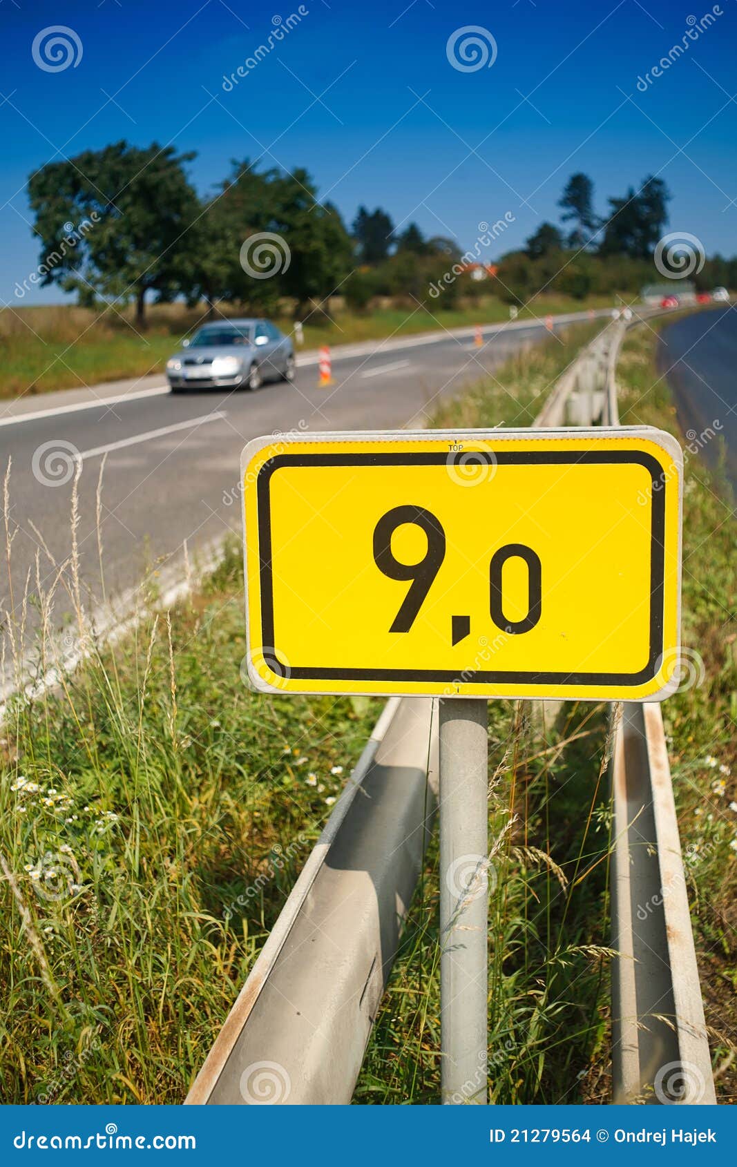 9th Kilometer Road signal stock photo. Image of four - 21279564
