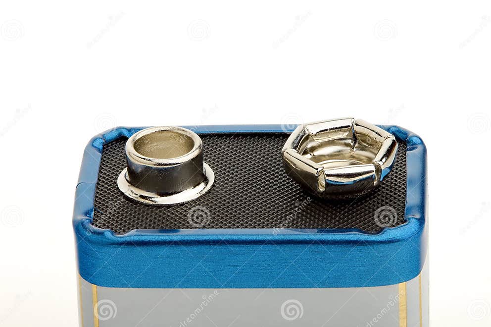 9V Battery Contact Points Closeup View Stock Photo - Image of volt ...