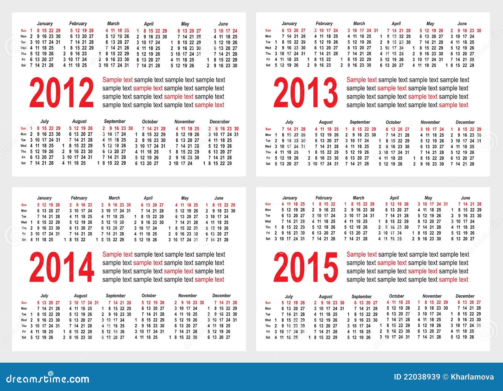 Año Del Calendario 2012-1215 Ilustración del Vector - Ilustración de ...