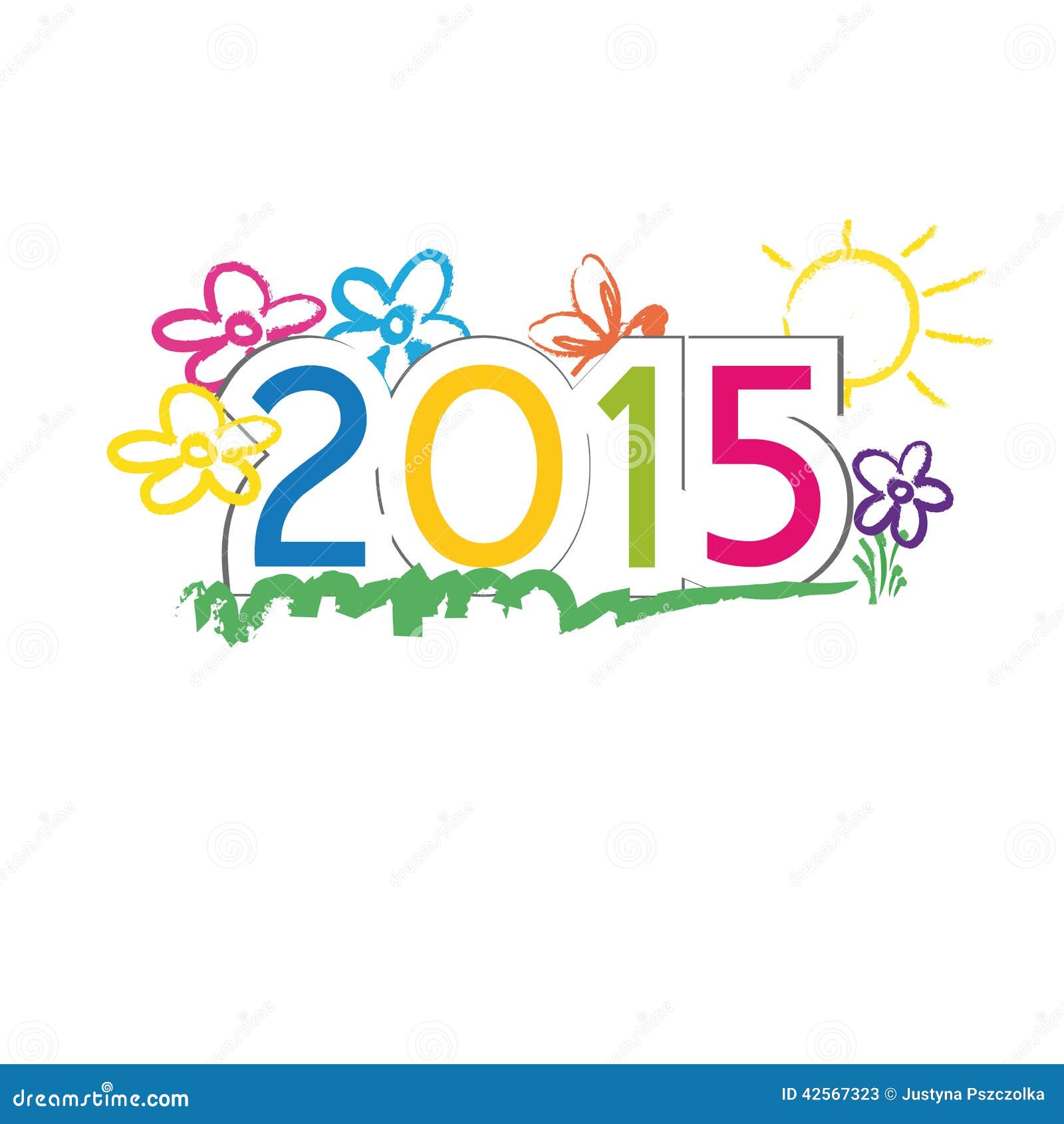 Año Nuevo 2015 ilustración del vector. Ilustración de pegatina - 42567323