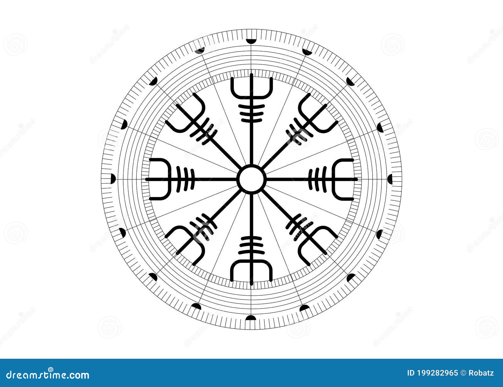 Vegvisir Runic Compass Colorful Pencil Drawing Style, Hand Drawing Of ...