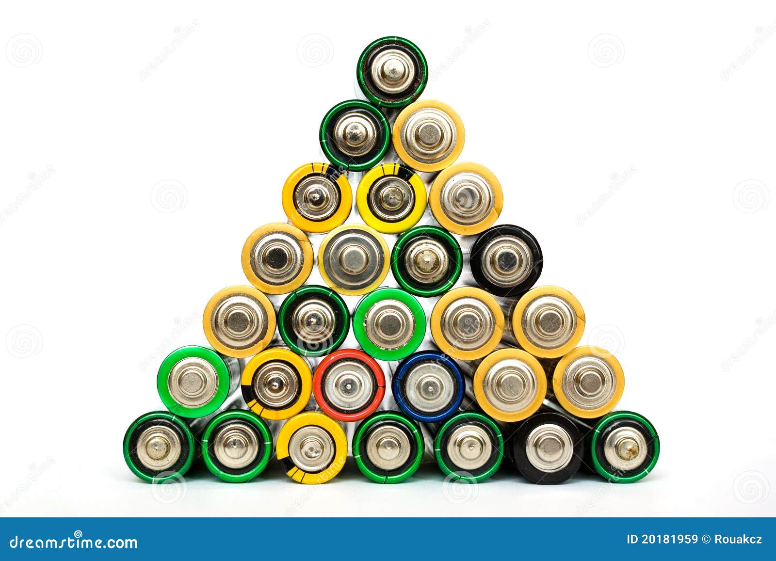 AA Batteries in a Pyramide Isolated Stock Image - Image of commercial ...