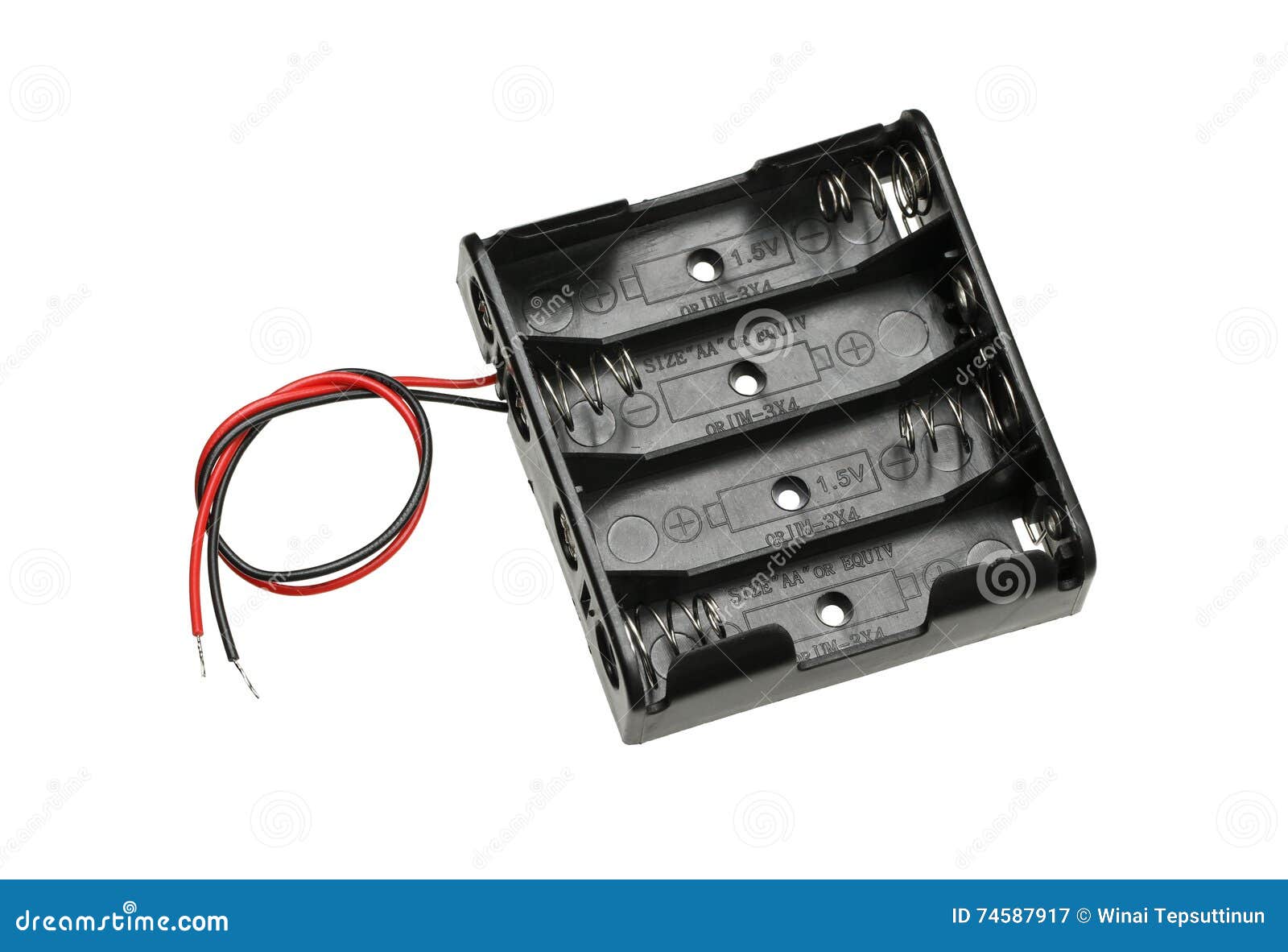 Battery Holder. Close-up Of Plastic Battery Holder With Wires And ...