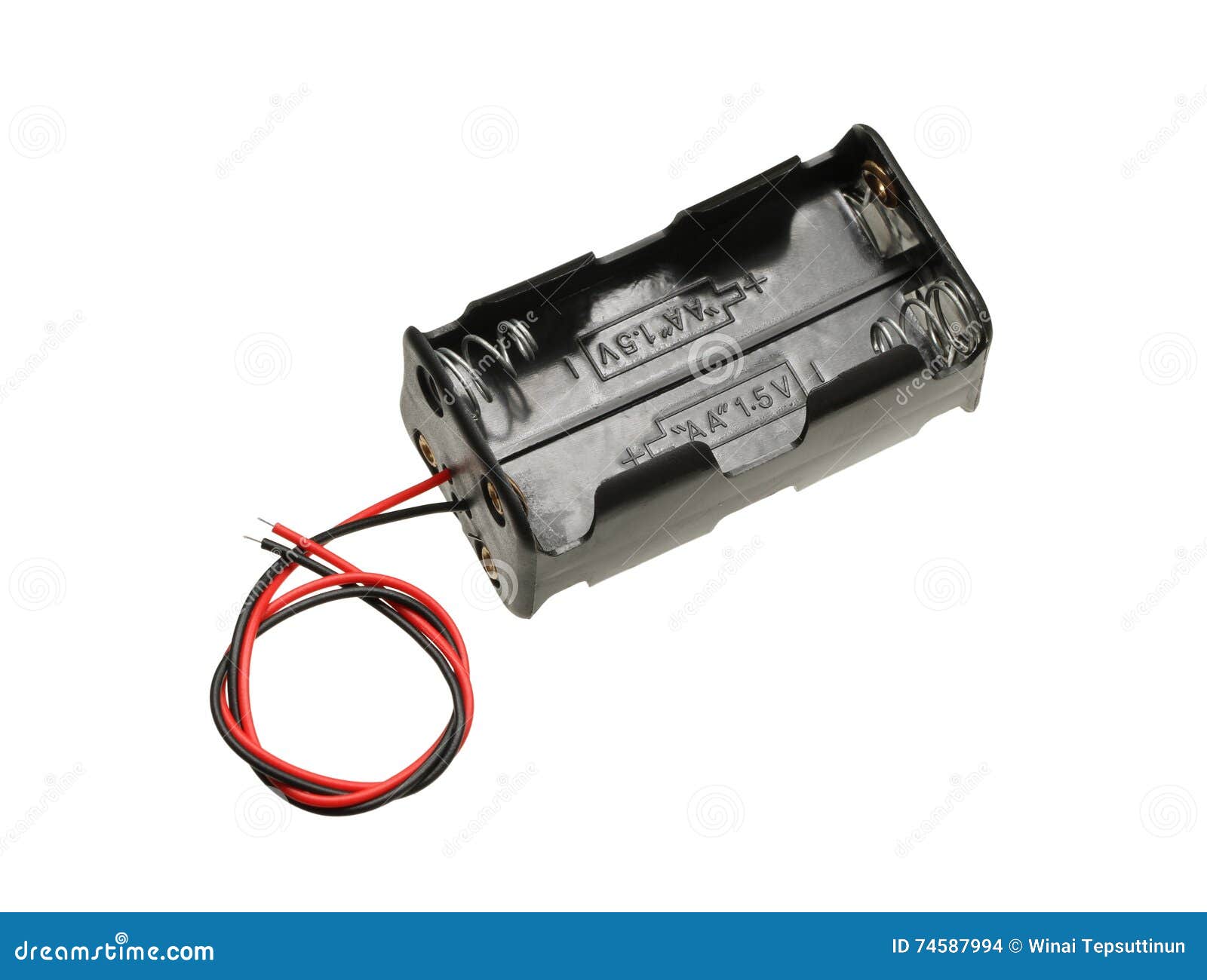 Battery Holder. Close-up Of Plastic Battery Holder With Wires And ...