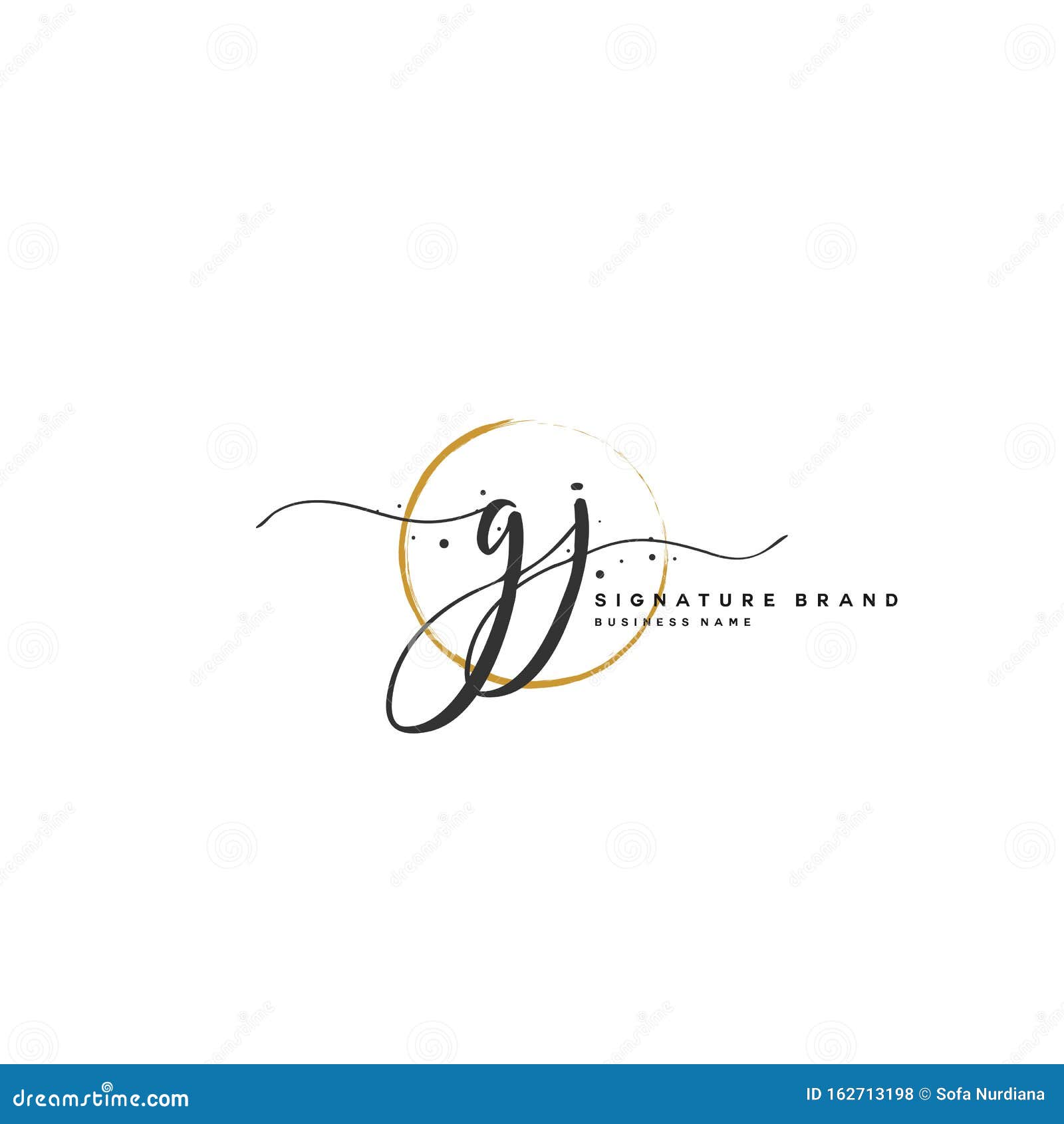 G J GJ Initial Letter Handwriting and Signature Logo. a Concept ...