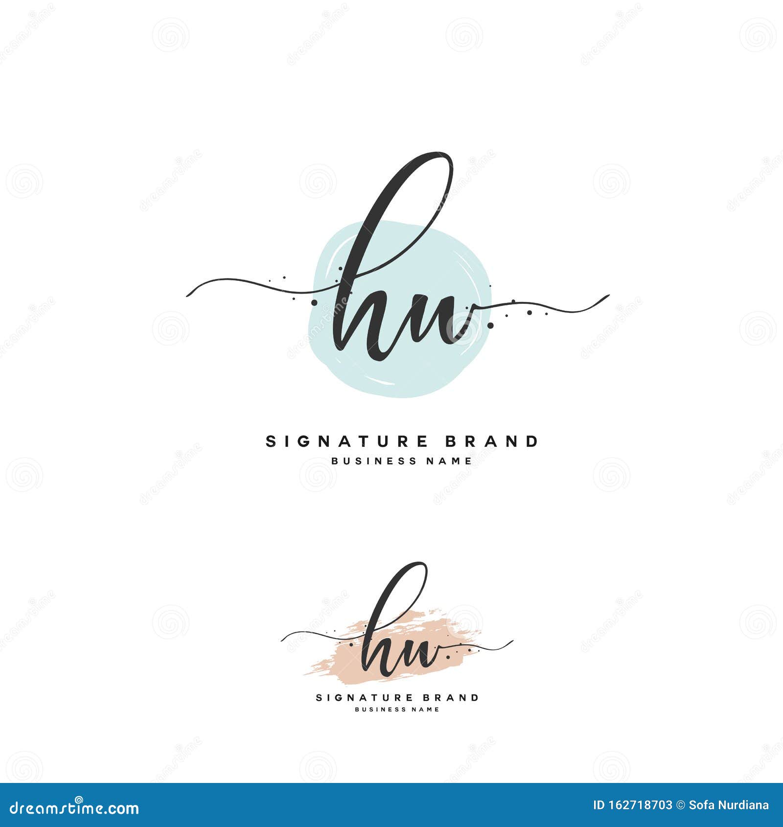 H W HW Initial Letter Handwriting and Signature Logo. a Concept ...