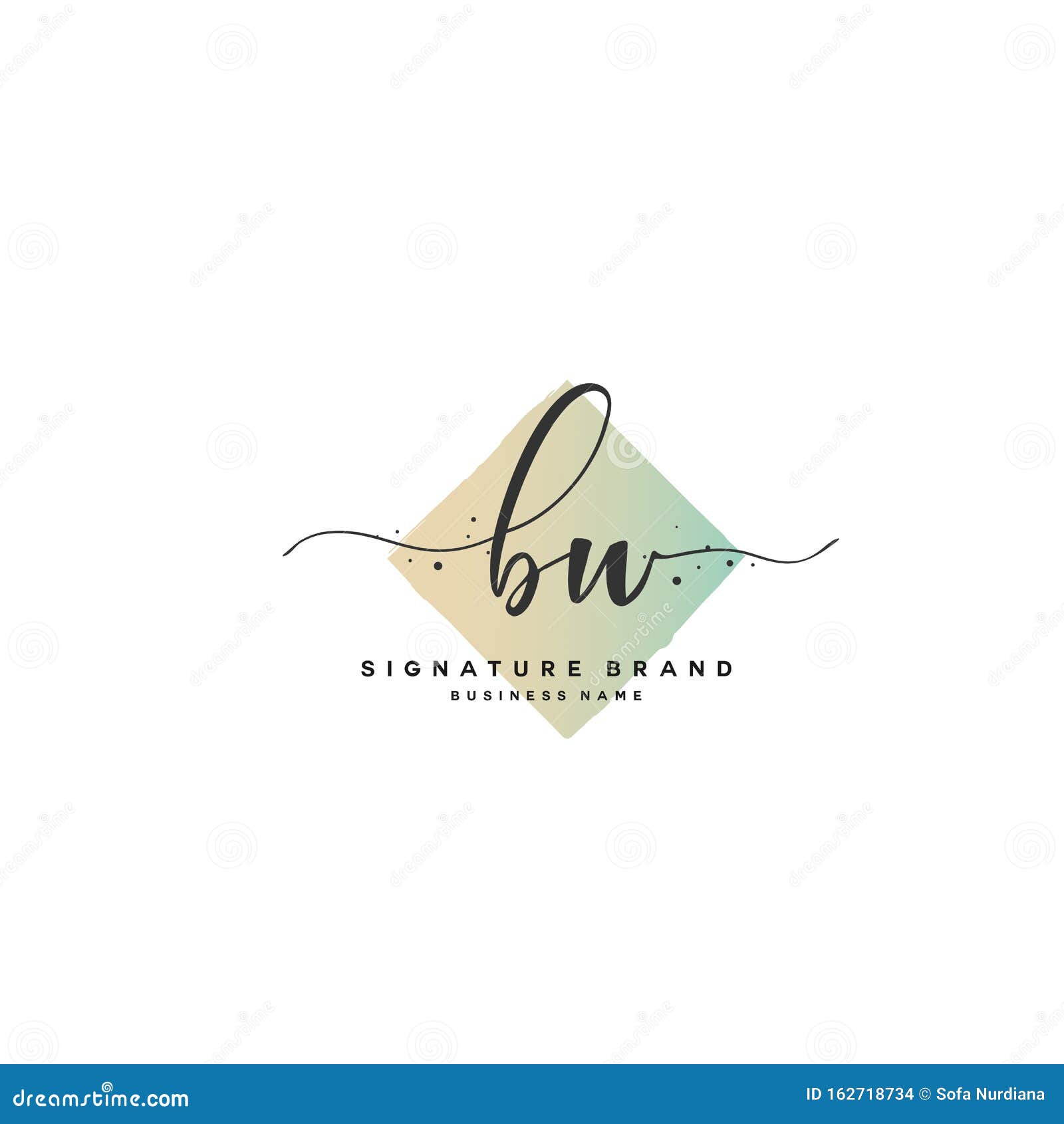 B W BW Initial Letter Handwriting and Signature Logo. a Concept ...