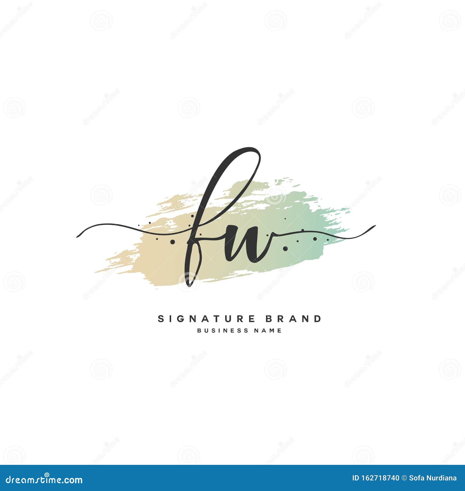 F W FW Initial Letter Handwriting and Signature Logo. a Concept ...