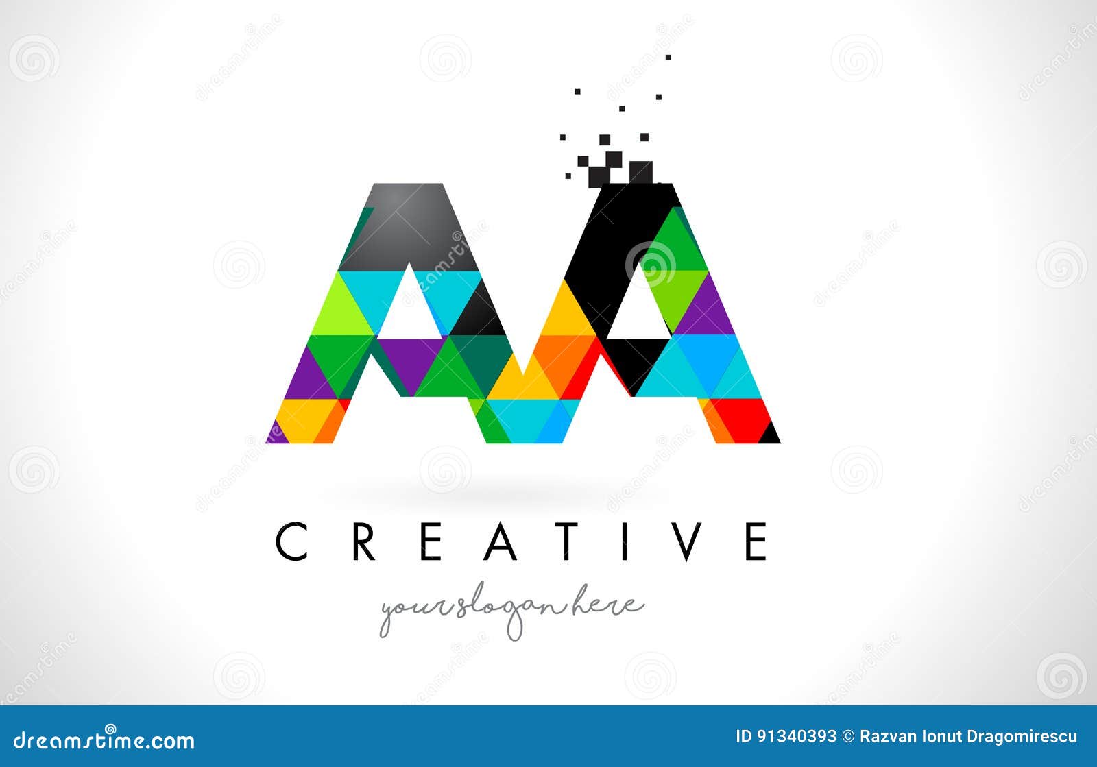 AA a Letter Logo with Colorful Triangles Texture Design Vector. Stock ...