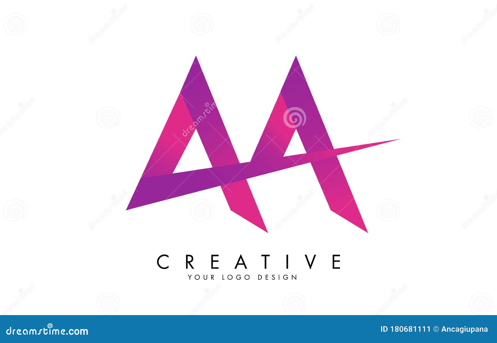 AA a Letter Logo Design with Ribbon Effect and Pink Gradient Stock ...