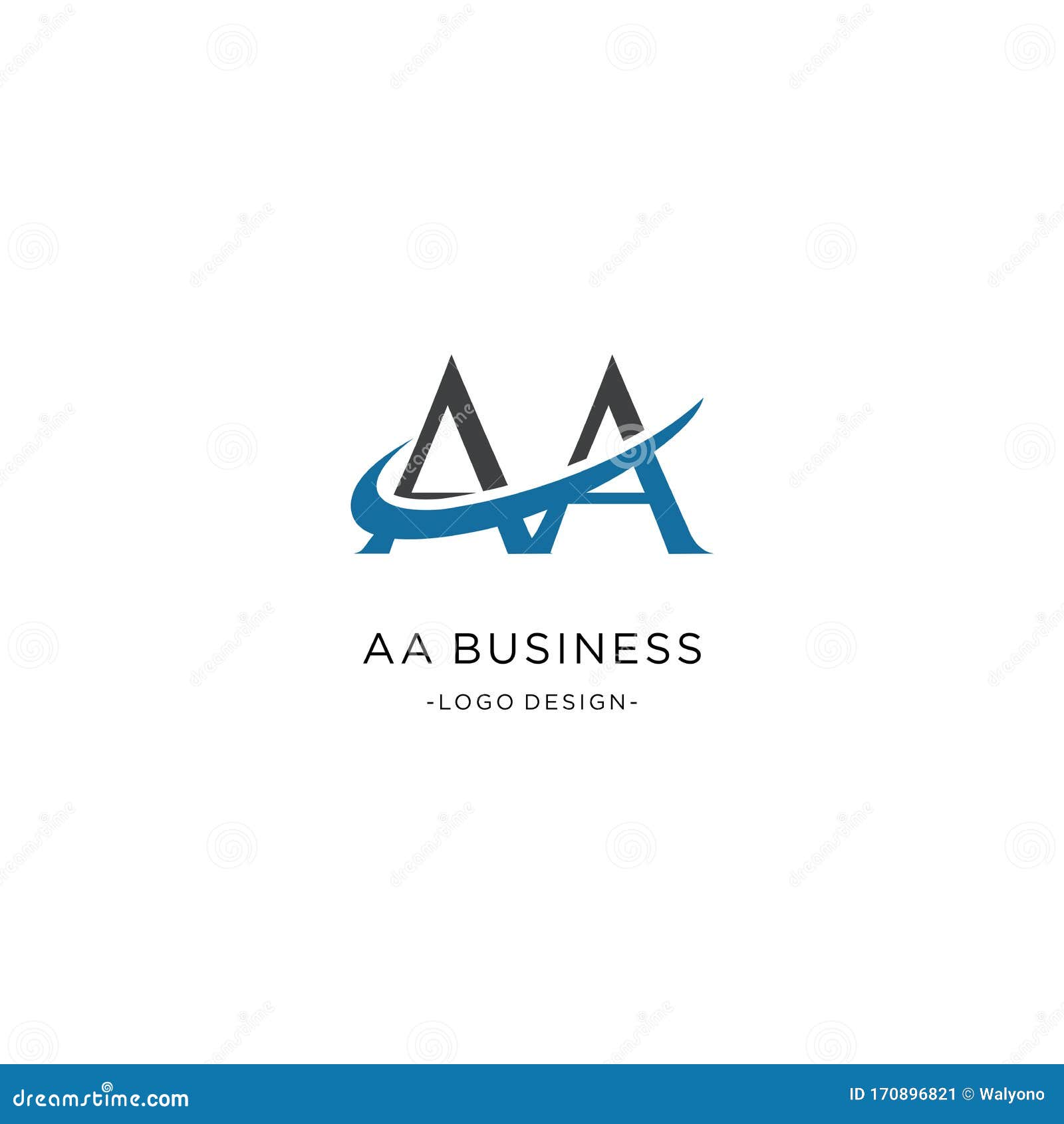 AA Letter Logo Design with Serif Font and Swoosh Vector Illustration ...
