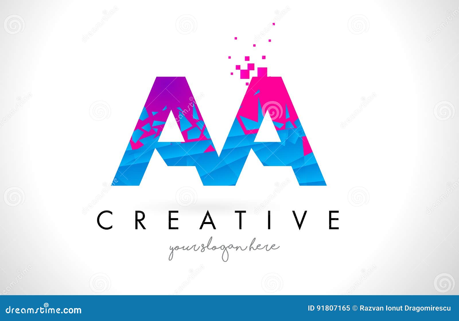 AA a Letter Logo with Shattered Broken Blue Pink Texture Design Stock ...