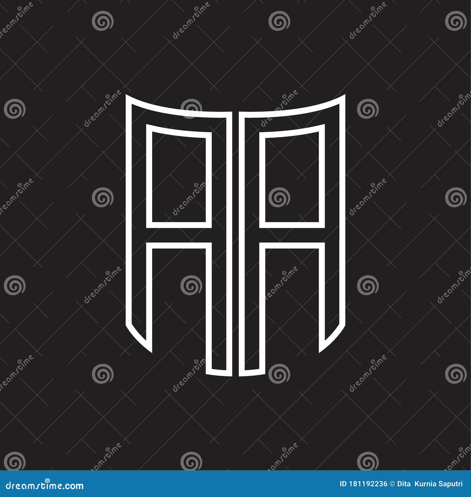 AA Logo Monogram with Ribbon Style Outline Design Template Stock Vector ...