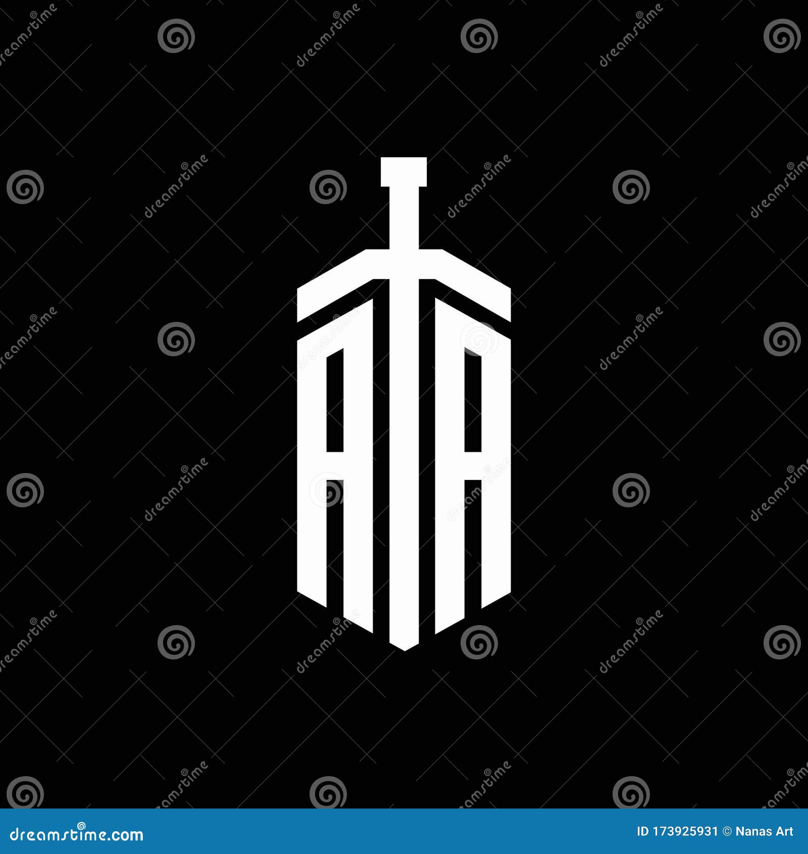 AA Logo Monogram with Sword Element Ribbon Design Template Stock Vector ...
