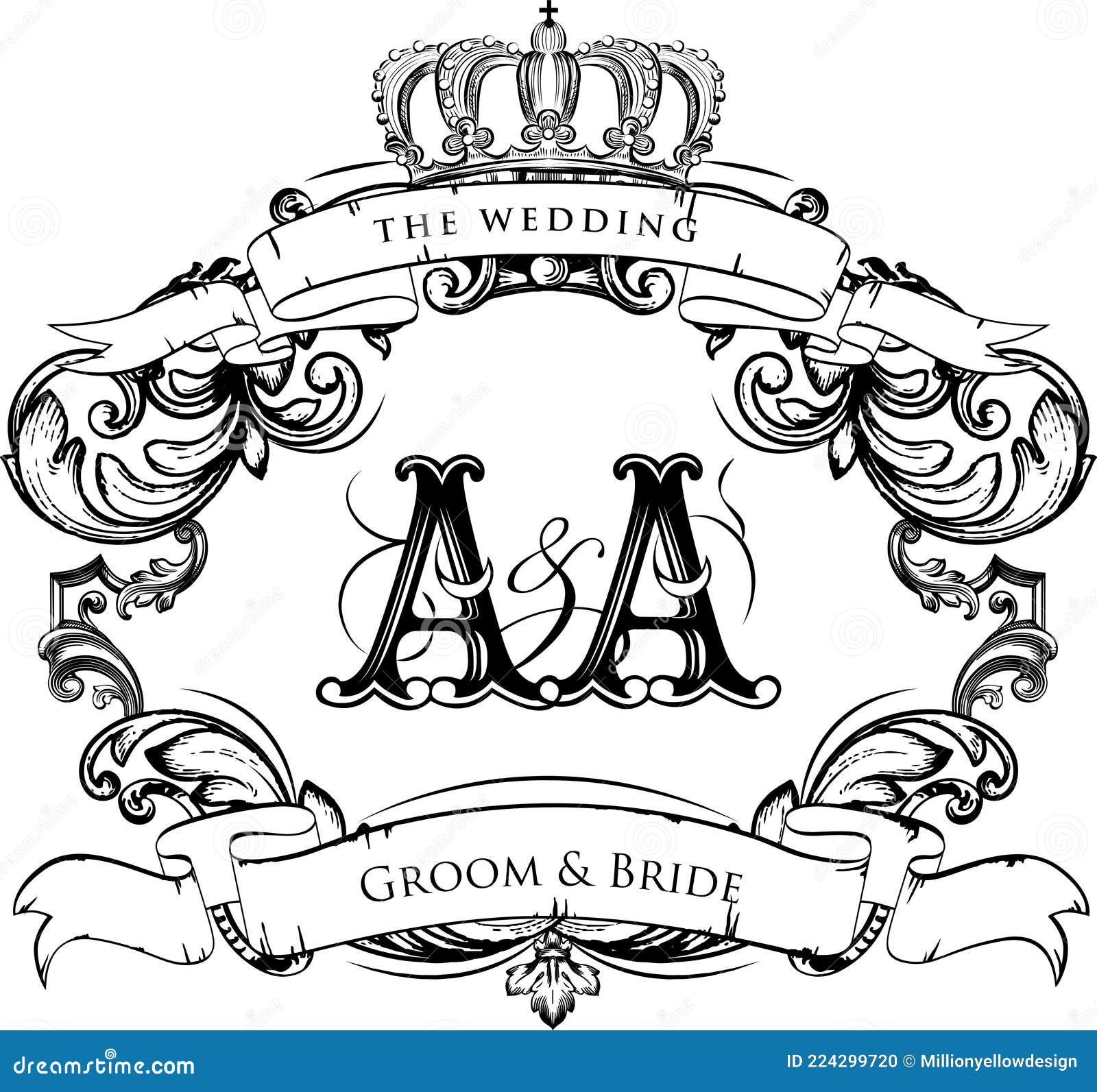 AA Monogram with Baroque Frame Ornament Vector Stock Vector ...