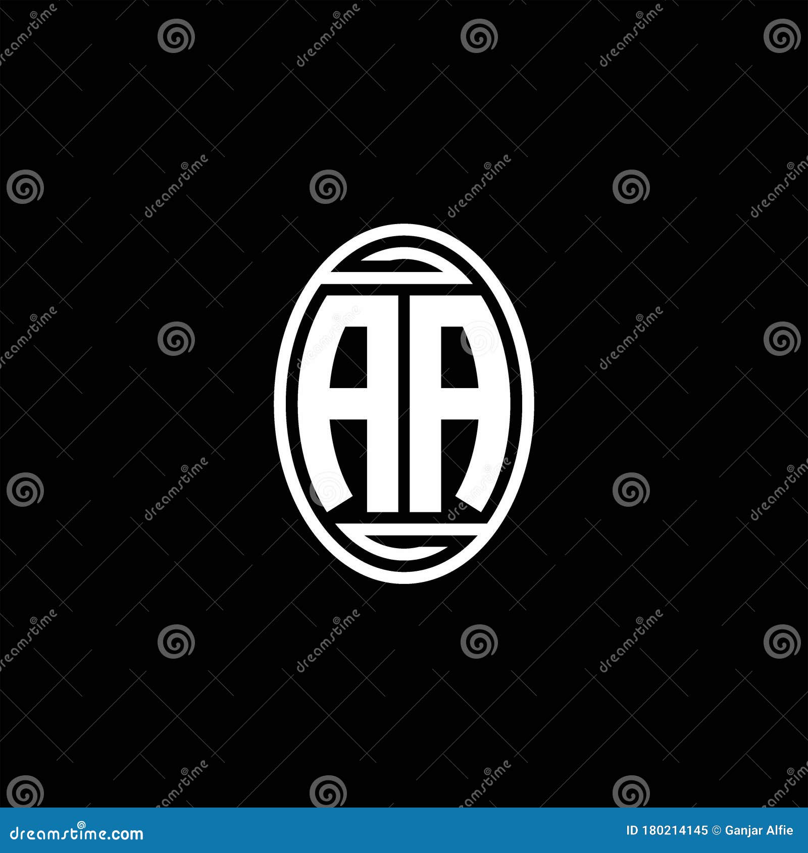 AA Monogram Logo Isolated on Oval Rotate Shape Stock Vector ...
