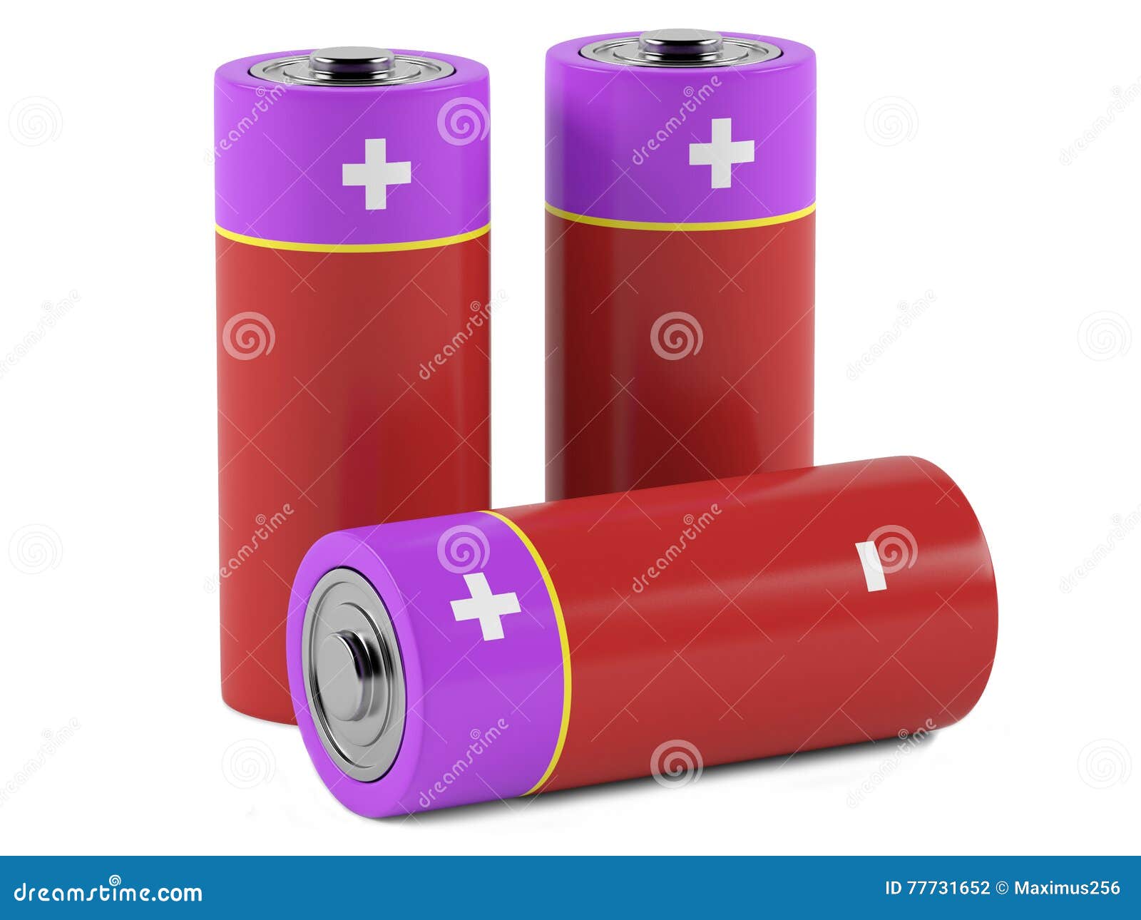 Two AA Size Batteries Isolated On Blue Background Close Up, Carbon Zinc ...