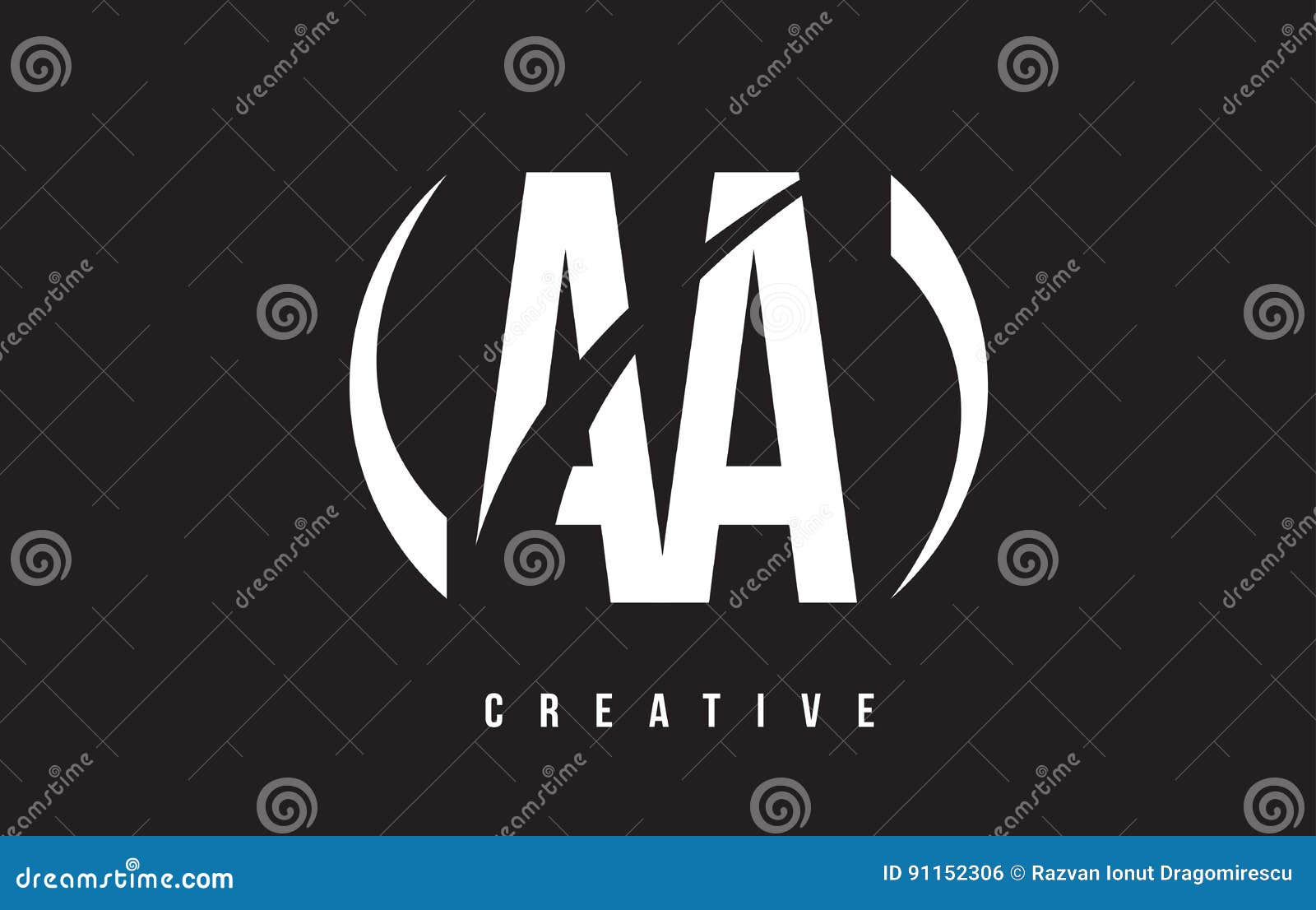 AA a White Letter Logo Design with Black Background. Stock Vector ...