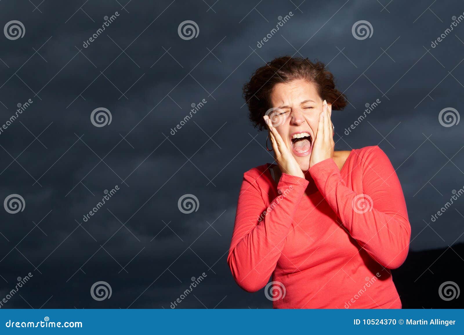 Aaahhhhh stock photo. Image of face, hand, beauty, clouds - 10524370