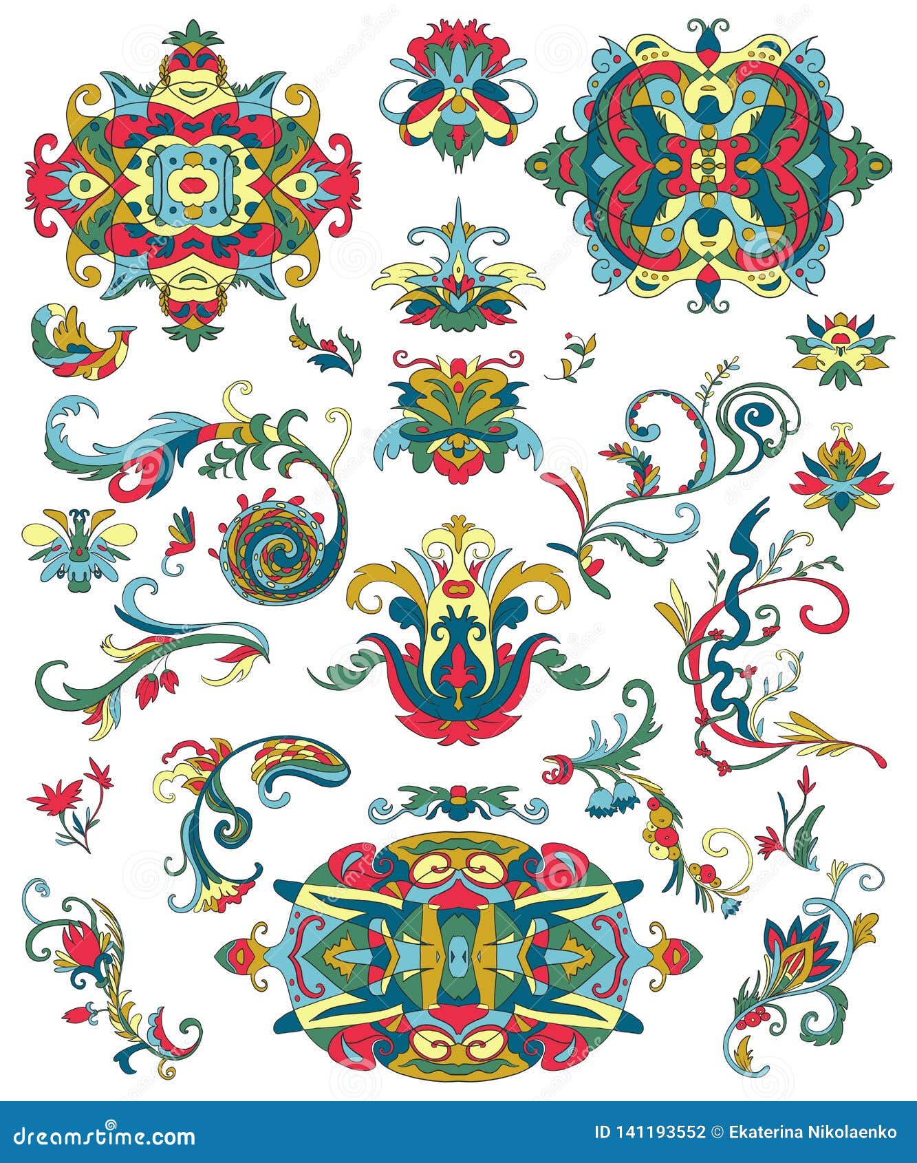 Arabic Ornaments Set. Traditional Islamic Floral Design Elements for ...