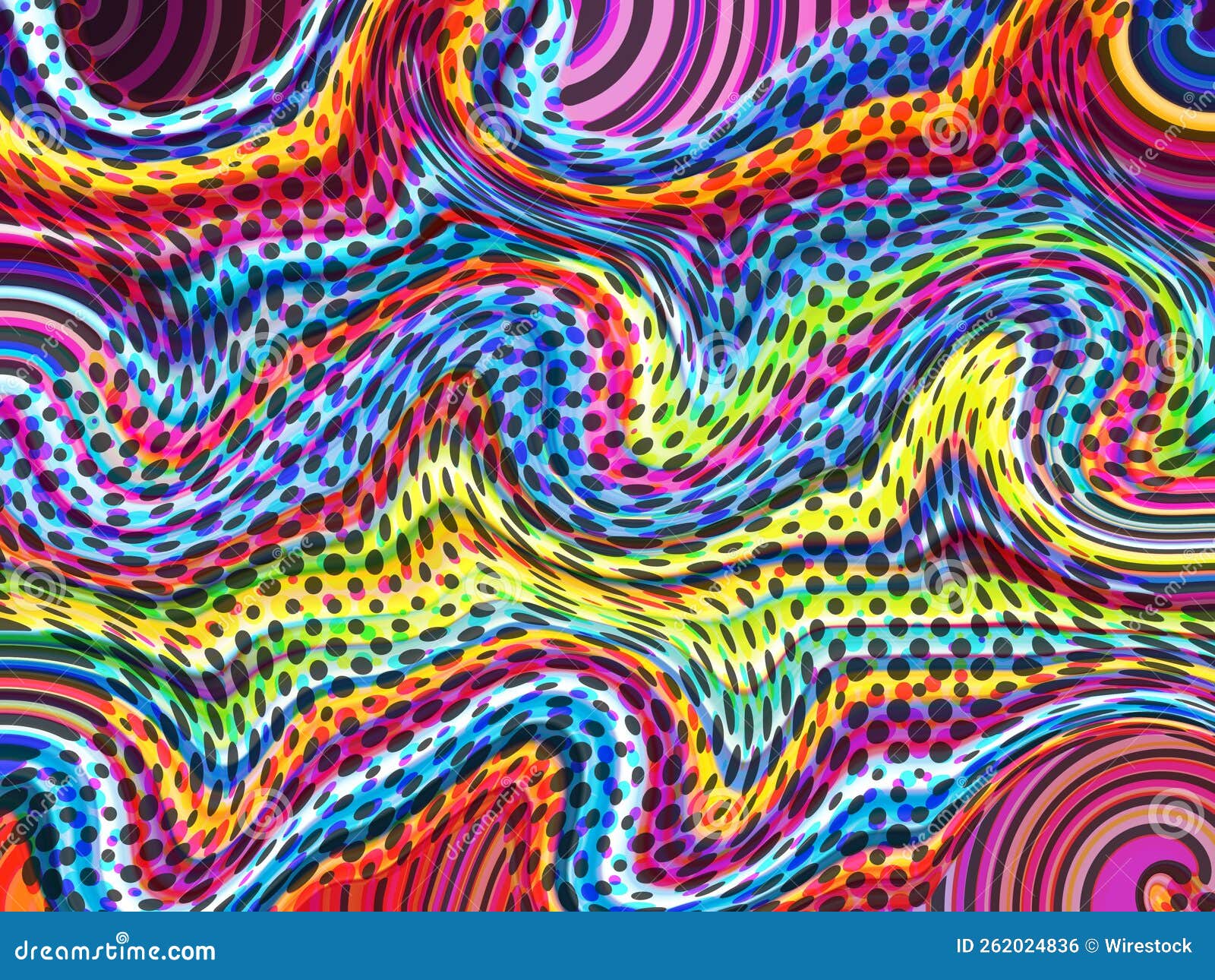 Tabby Rainbow Colorful Psychedelic Waves Pattern Stock Photo - Image of ...