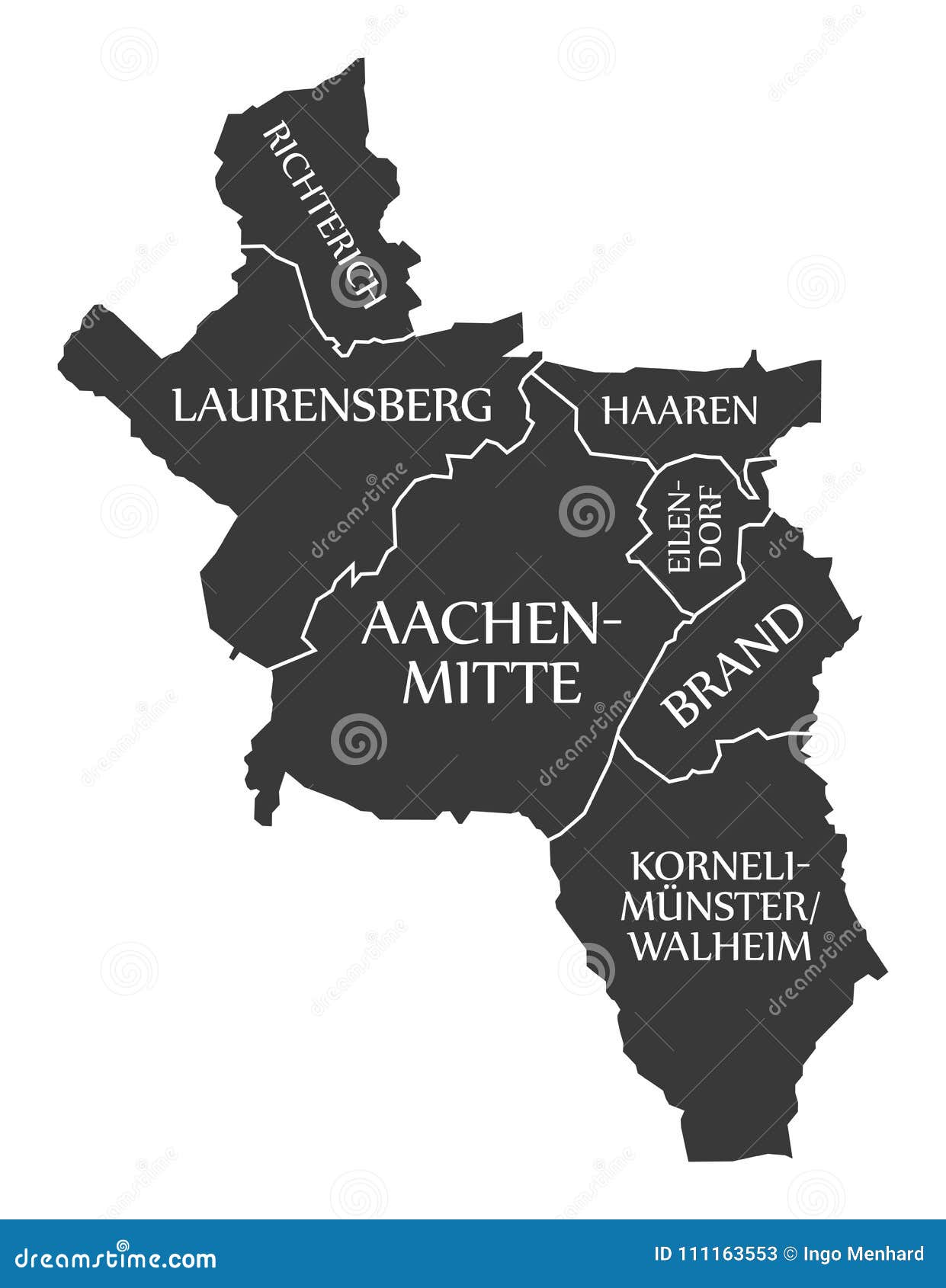 Aachen City Map Germany DE Labelled Black Cartoon Vector ...
