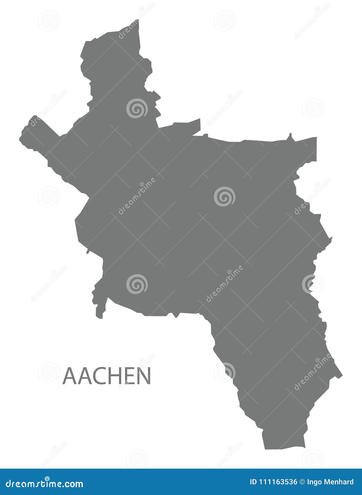 Aachen City Map With Boroughs Grey Illustration Silhouette Shape ...