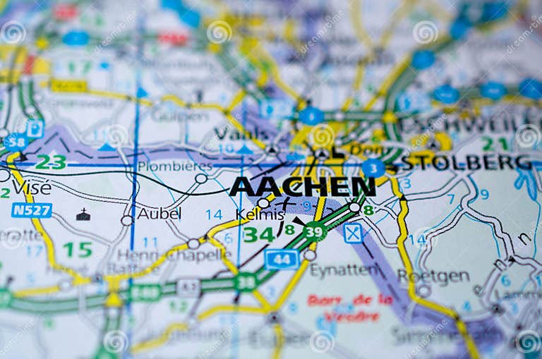 Aachen on map stock photo. Image of satellite, planner - 97136364