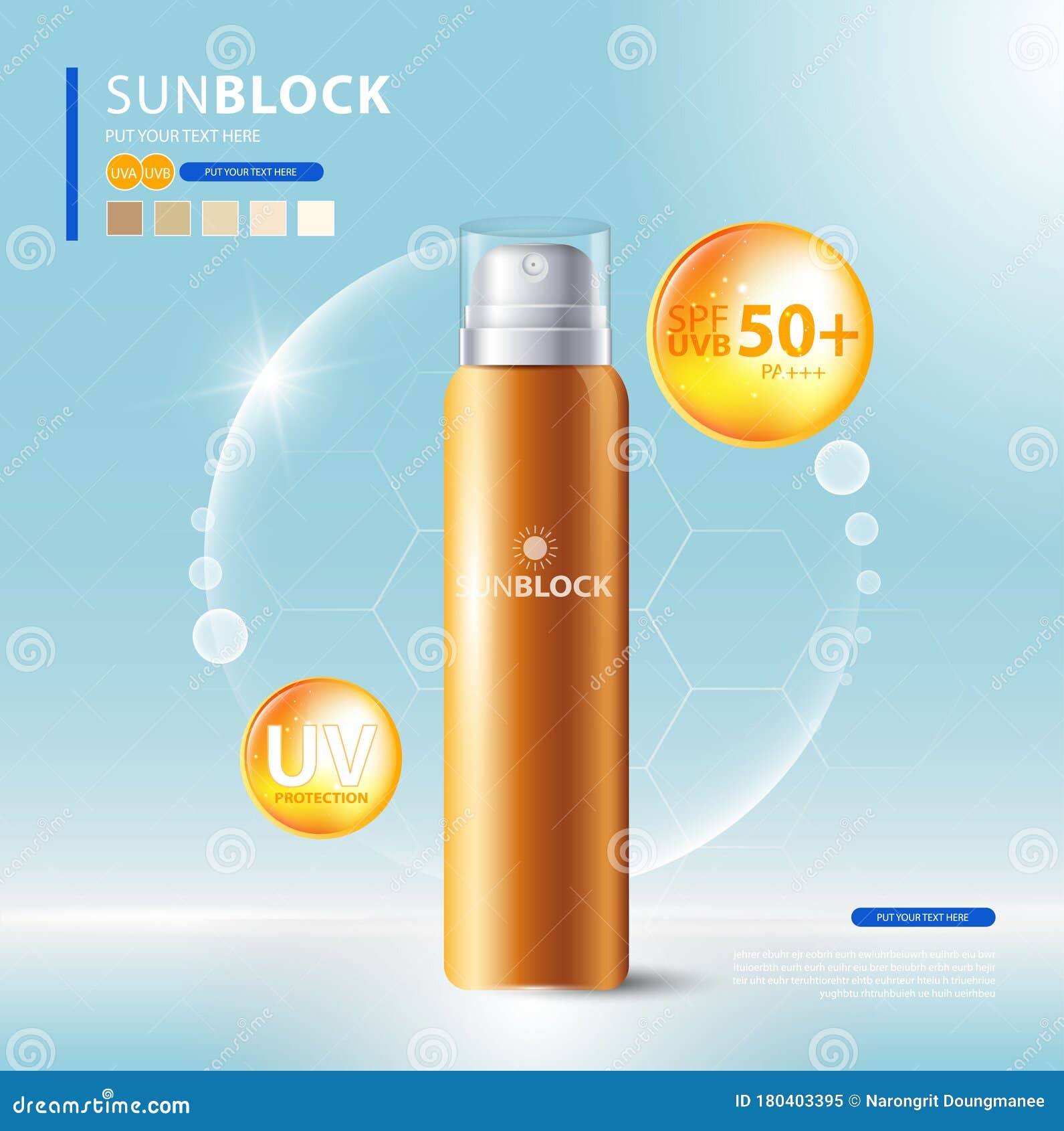Sunblock Ads Template, Sun Protection Cosmetic Products Design with ...