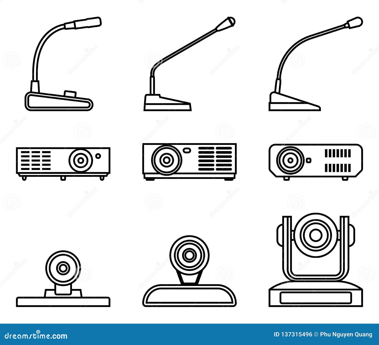 Audio and Visual Equipment. Thin Line Icons. Vector Illustration Stock ...