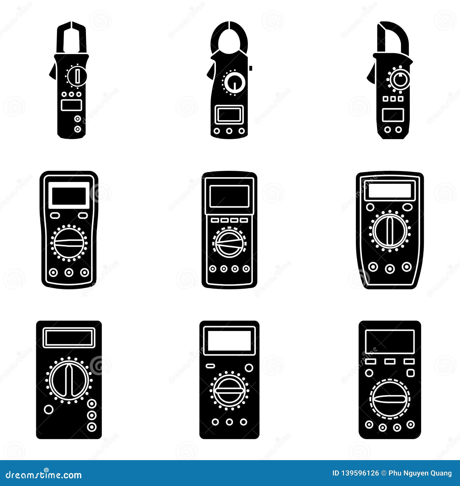 Digital Multimeter. Test Tools. Silhouette Vector Icons Stock Vector ...