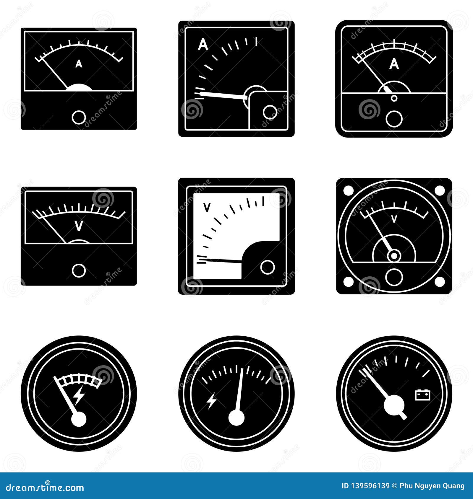 Electrical Measuring Equipment. Silhouette Vector Icons Stock Vector ...