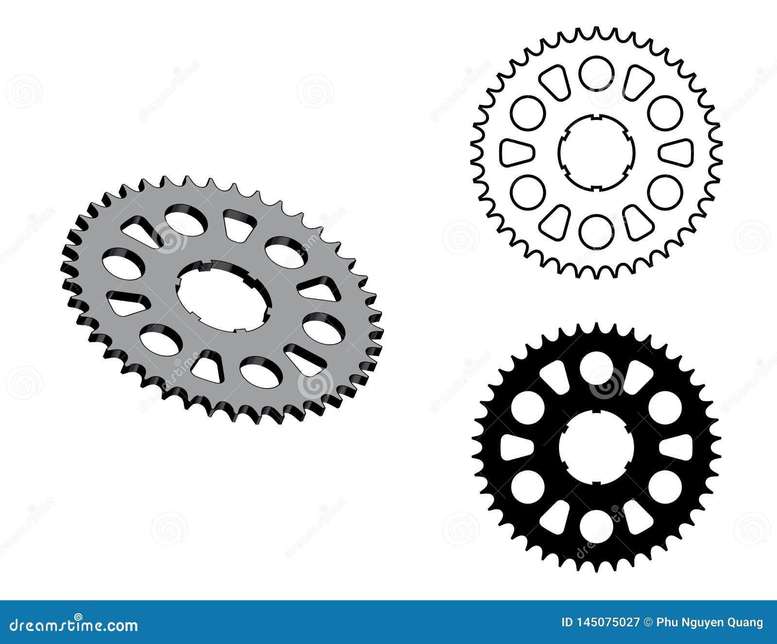 Sprocket Wheel. Machine Parts. 3D Effect and Flat Vector Stock Vector ...