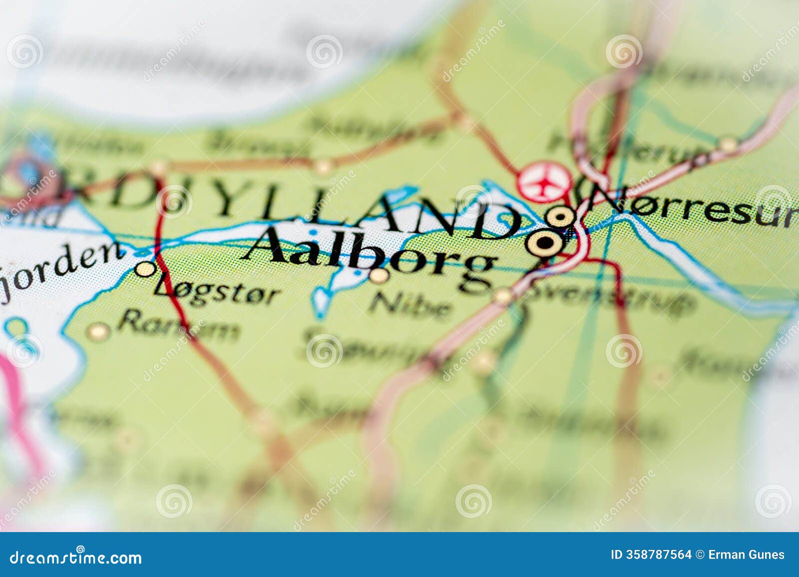 Aalborg, Denmark Highlighted on a World Map Stock Photo - Image of ...