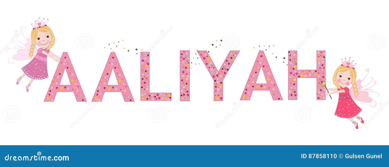 Aaliyah Female Name with Cute Fairy Stock Vector - Illustration of ...