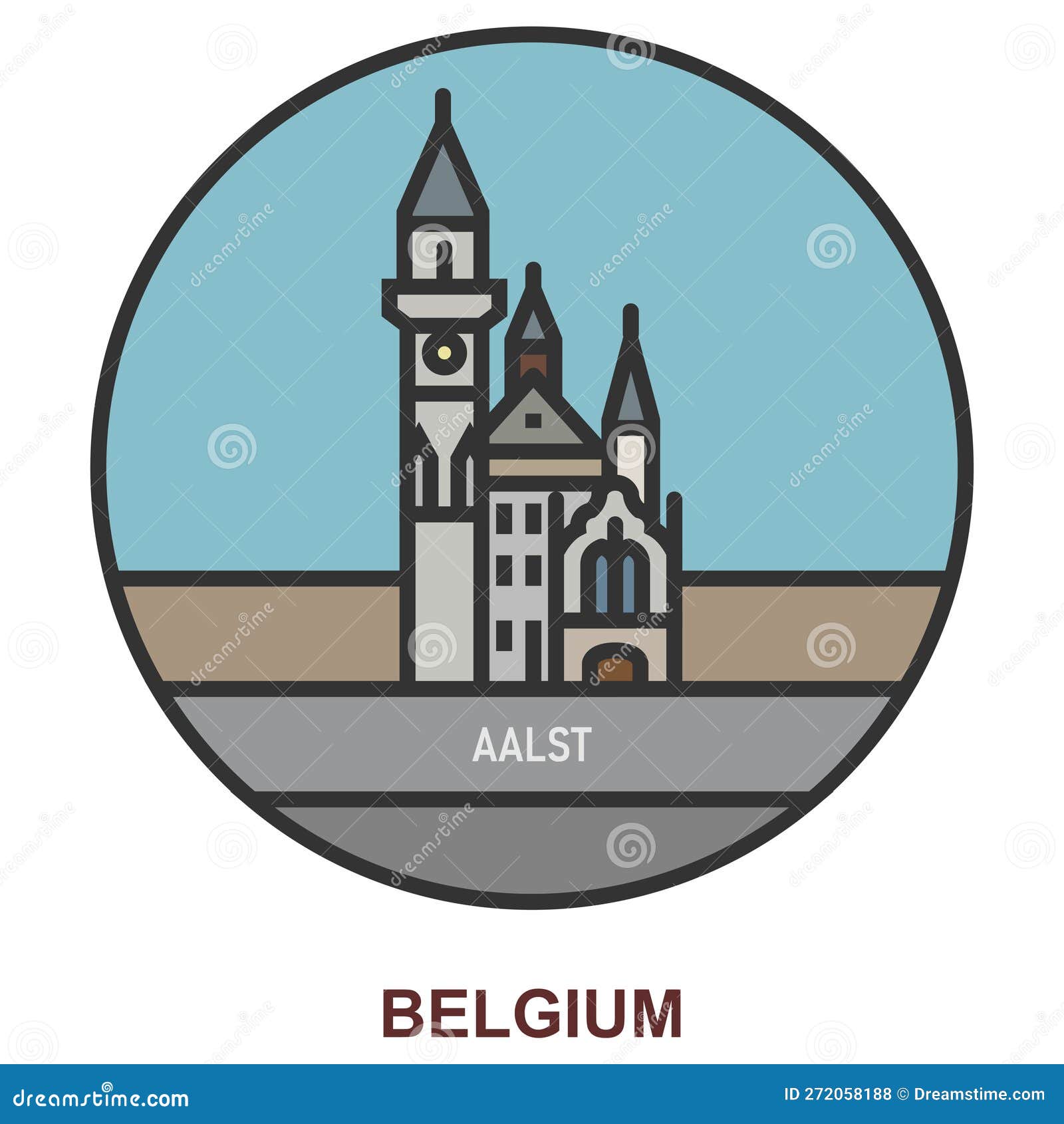 Aalst Of Belgium Flag Waving Isolated On White Background Stock ...