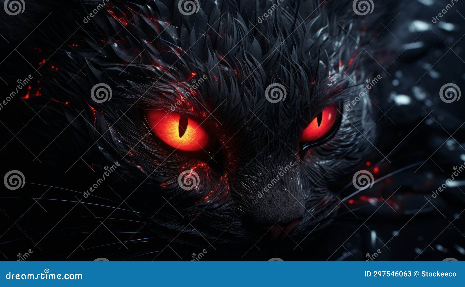 Realistic Dragoncore Manticore: Black Cat with Red Eyes Stock ...