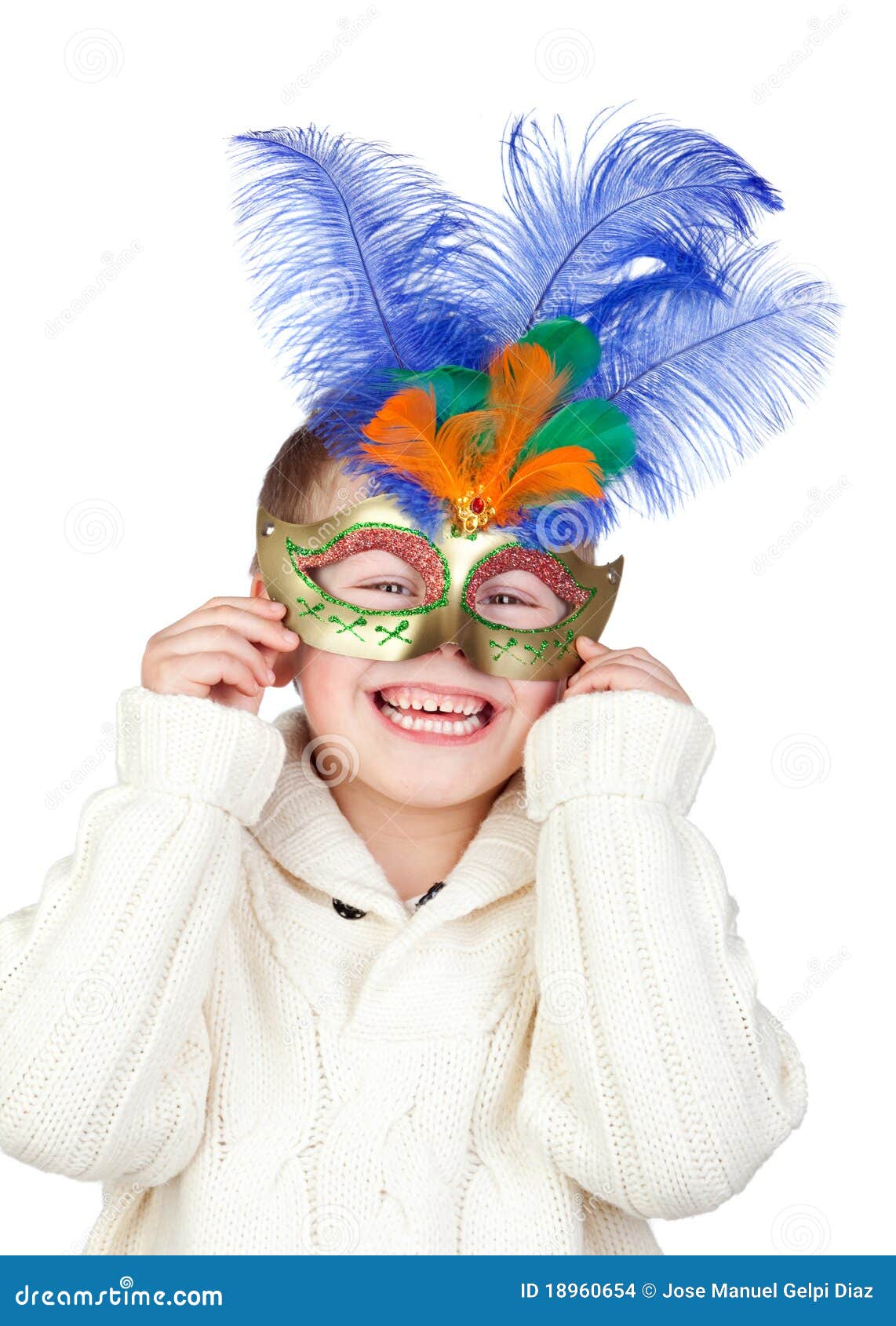 Aanbiddelijk Kind Met Carnaval Masker Stock Foto - Image of kinderjaren ...