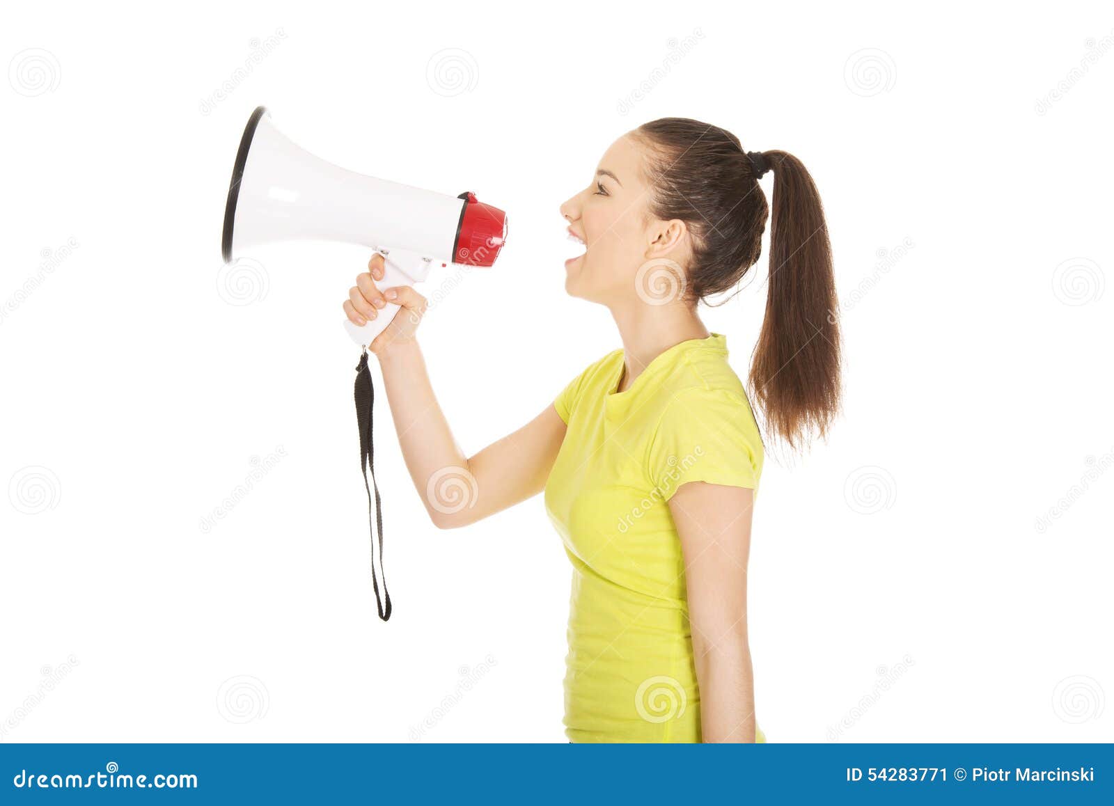 Aantrekkelijke Vrouw Met Megafoon Stock Afbeelding - Image of luid ...